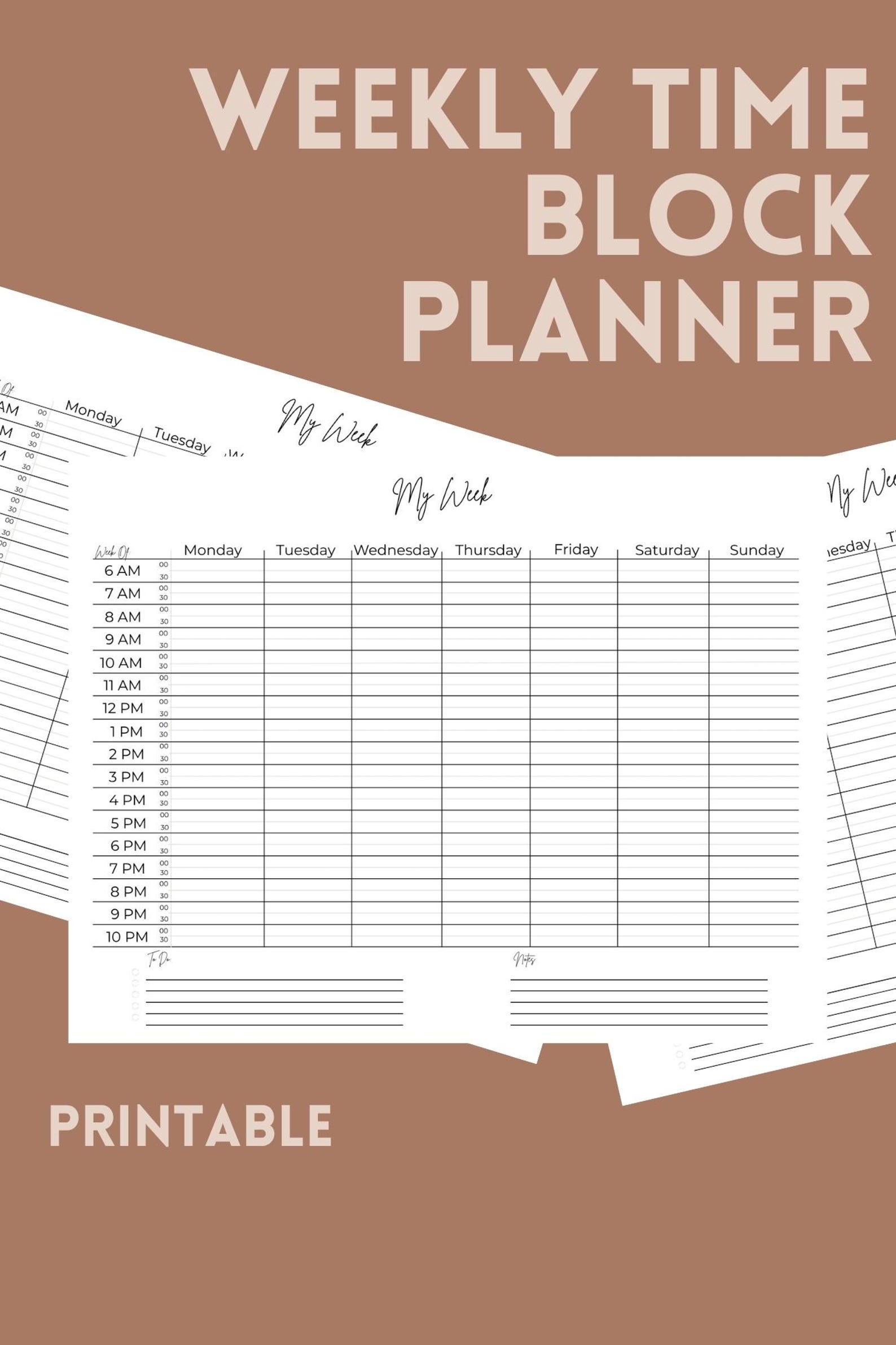 Weekly Time Block Schedule Printable | Minimalist Planner (digital ...