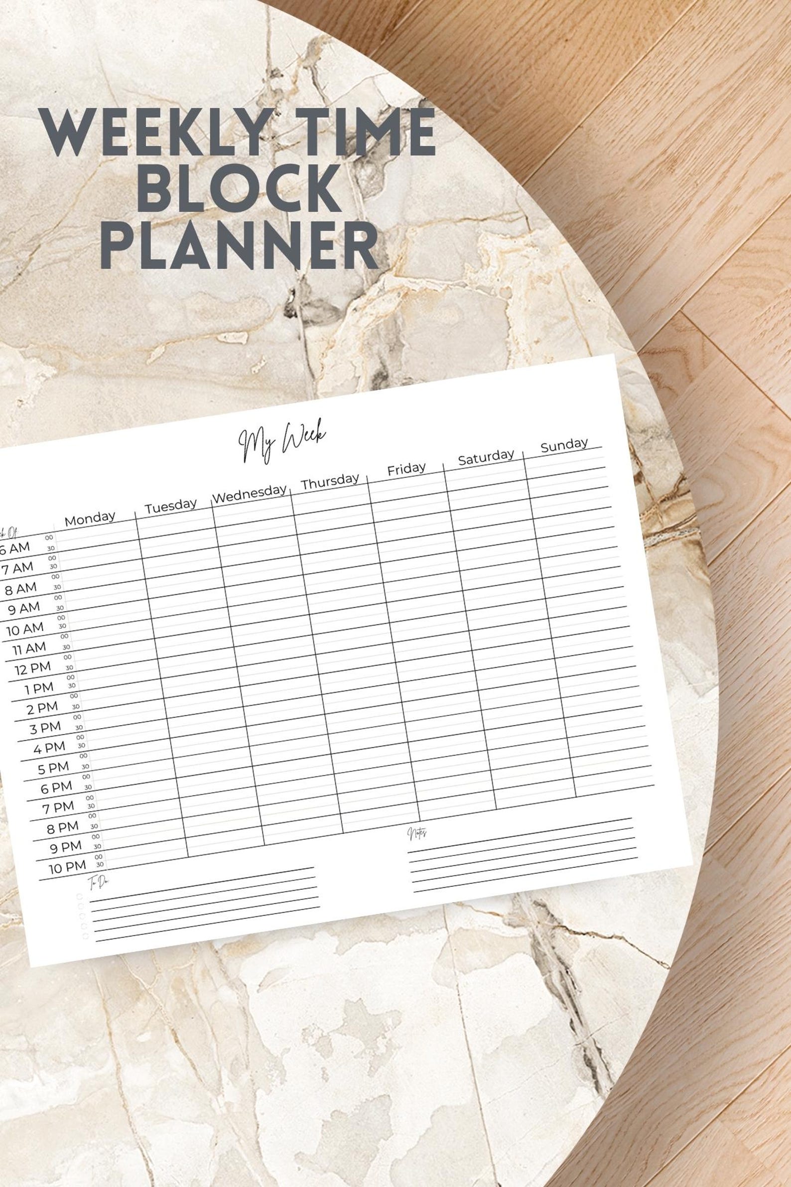 Weekly Time Block Schedule Printable | Minimalist Planner (digital ...