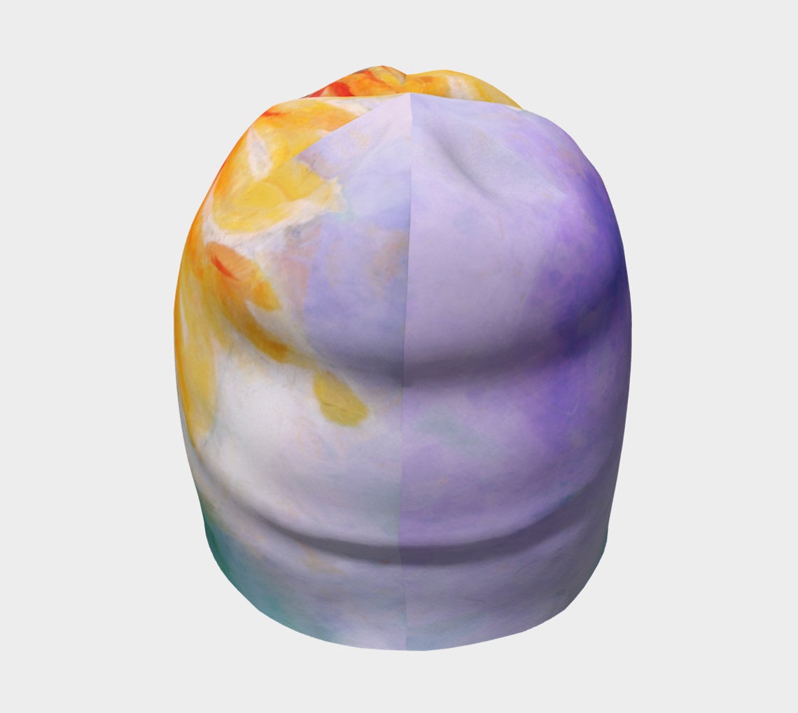 Sunflower Beanie Hat With Painted Sunflower and Leaves on | Etsy