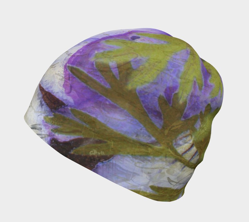 Pretty Vintage Pansies on Beanie Hat, Bamboo Beanie, Chemo Cap, Light ...