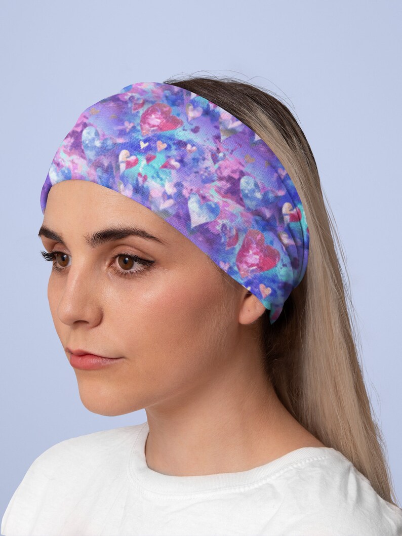 Wide Stretchy Headband Neck Gaiter Magical Hearts Pink - Etsy 日本