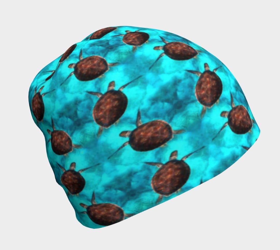 Sea Turtle Beanie Hat: Bamboo Cancer Headwear, Unisex Soft Cap - Etsy