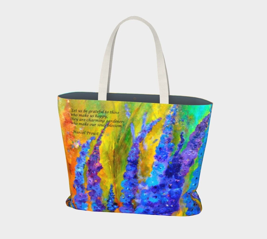 Lined Tote Bag Oversized 20 X 15 Inch Canvas Market Tote With Painted ...
