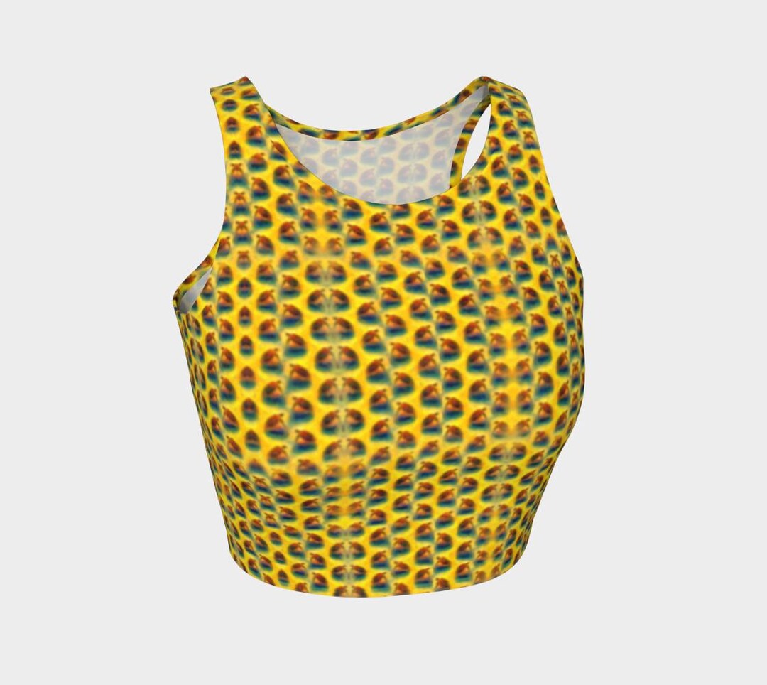Sea Turtle Crop Top: Yellow Ocean Art Tank, Glitter or Matte - Etsy