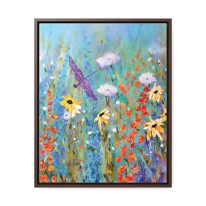 Wildflower Meadow Canvas Art: Dragonfly & Bees, Framed Print - Etsy