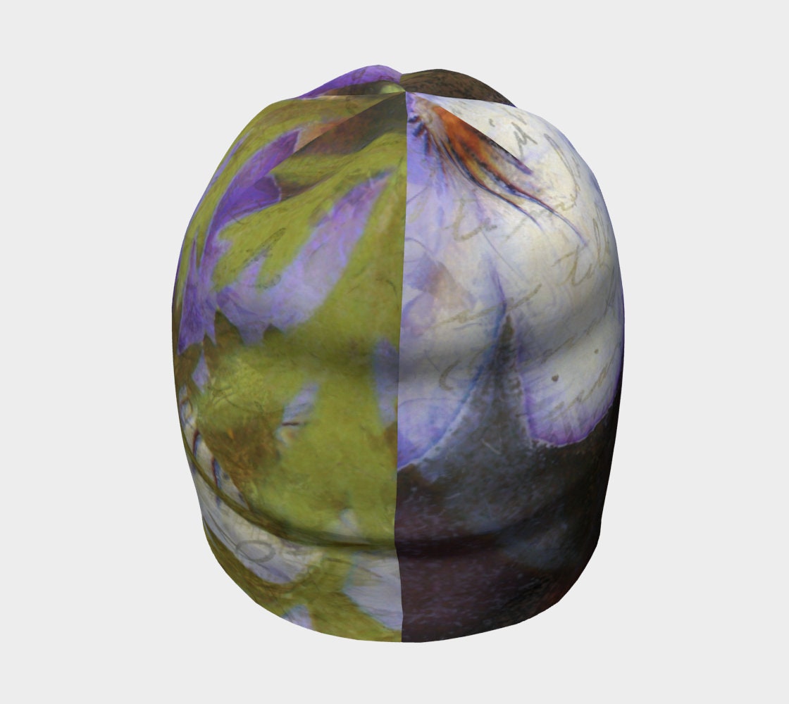 Pretty Vintage Pansies on Beanie Hat Bamboo Beanie Chemo | Etsy