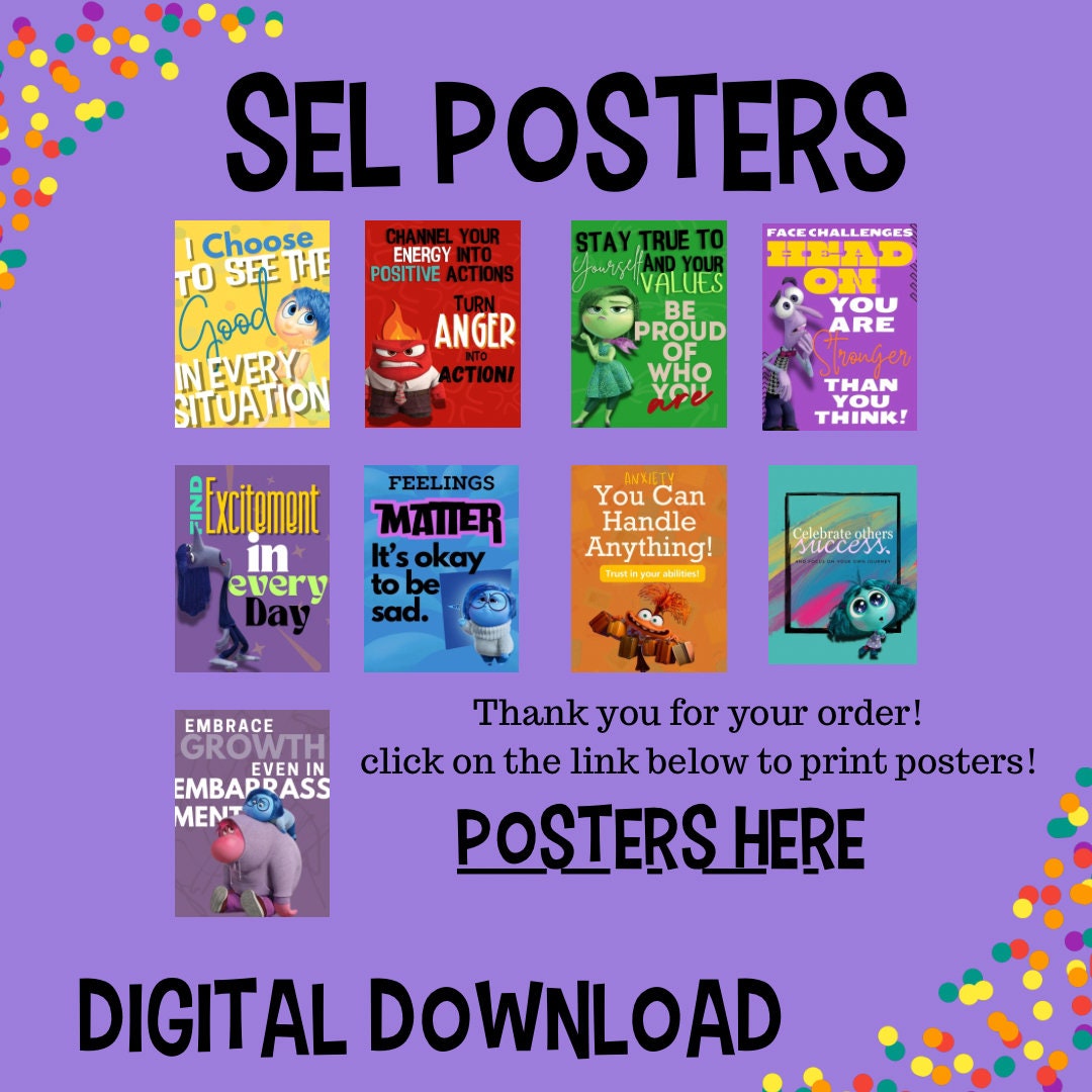 SEL Affirmation Posters Inspired by Inside Out | 9 Prints | Teacher ...