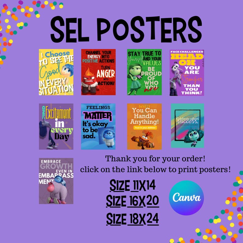 SEL Affirmation Posters Inspired by Inside Out | 9 Prints | Teacher ...