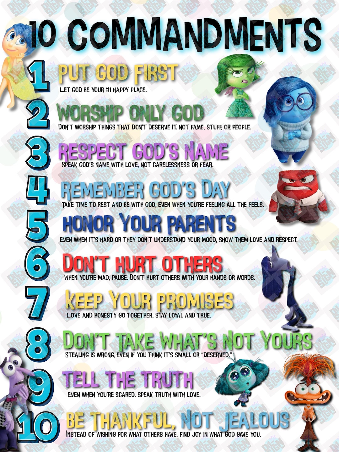 Inside Out Teacher 10 Commandments Poster | Emotional Intelligence ...