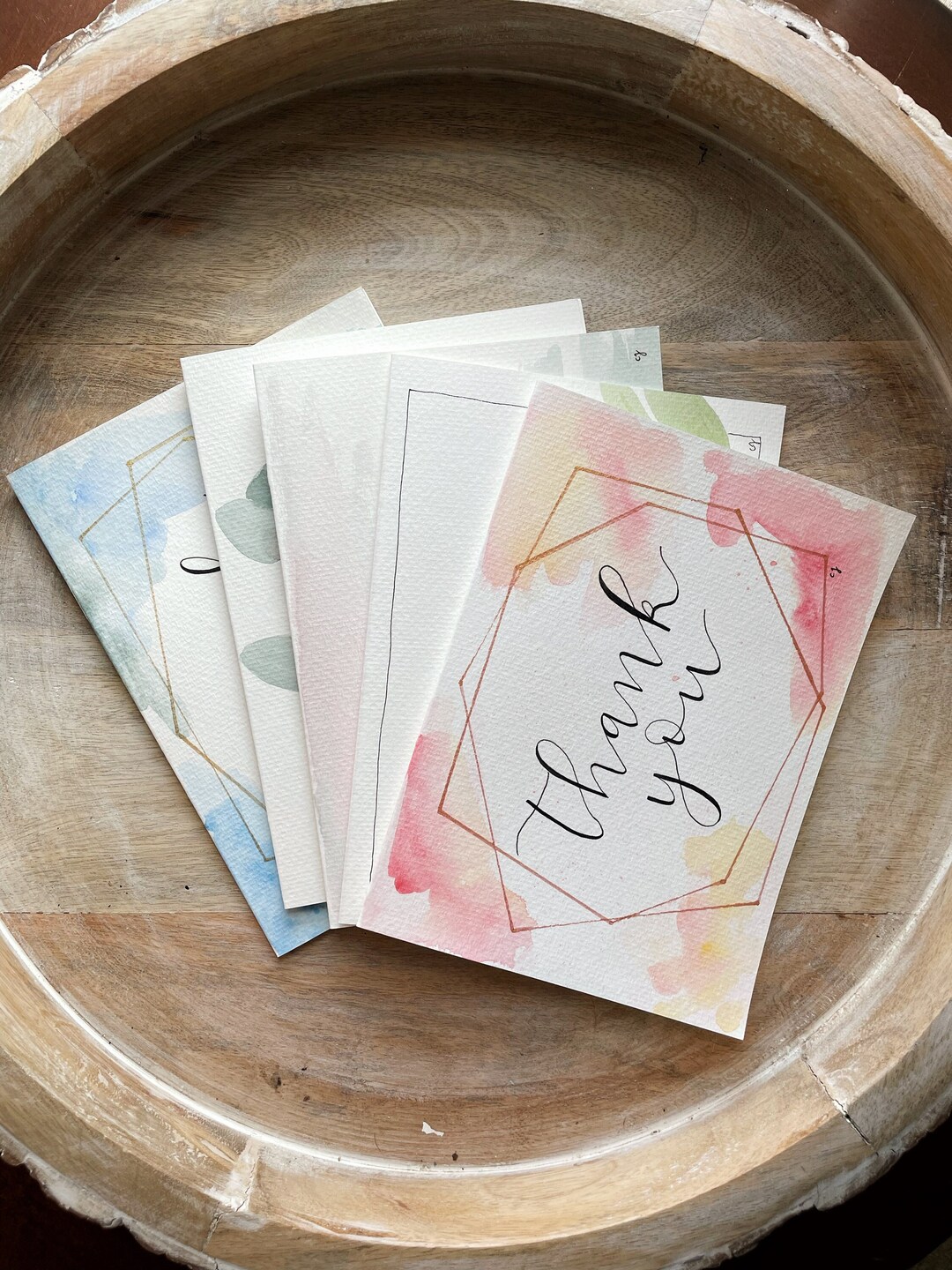 Thank You Card Set of 5 Hand Painted, Watercolor Cards by Coram Deo Art ...