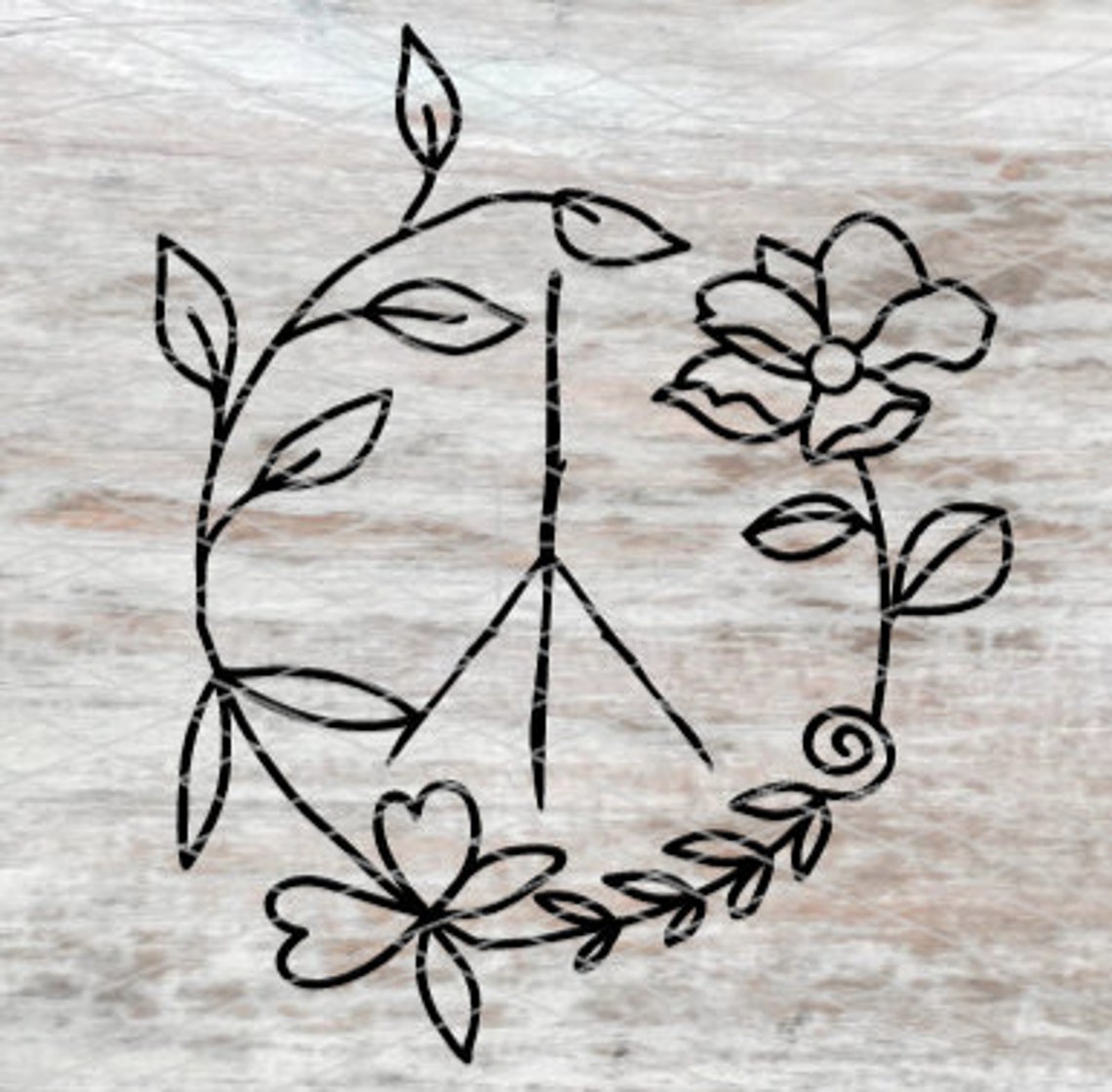 Floral Peace Sign Svg Etsy