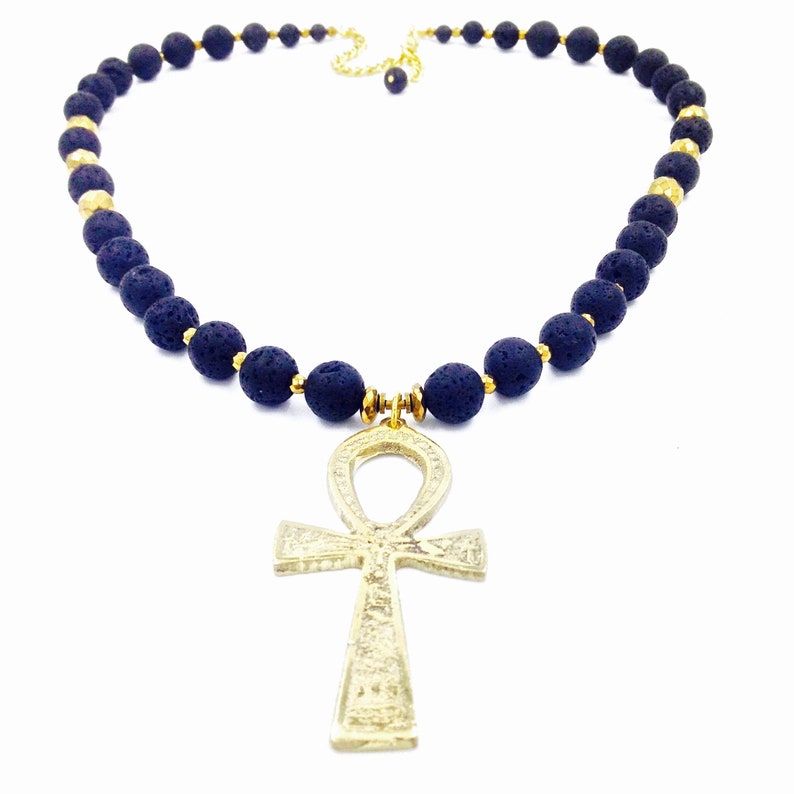 Black Ankh Necklace Lava Stone Egyptian Ankh Necklace - Etsy