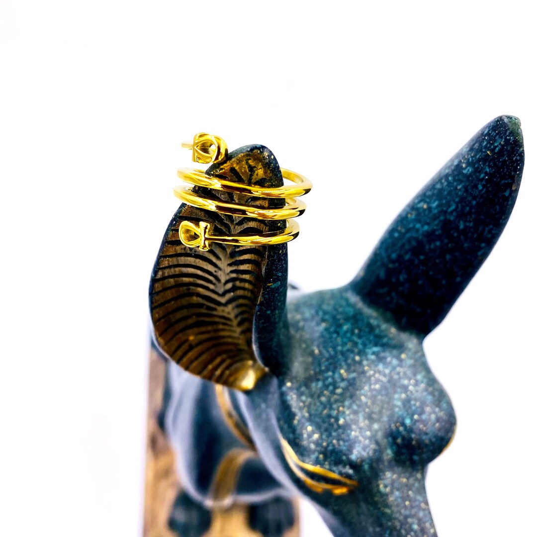 Ankh Spiral Ring, 18k Gold Ankh Ring, Stainless Steel Egyptian Rings ...