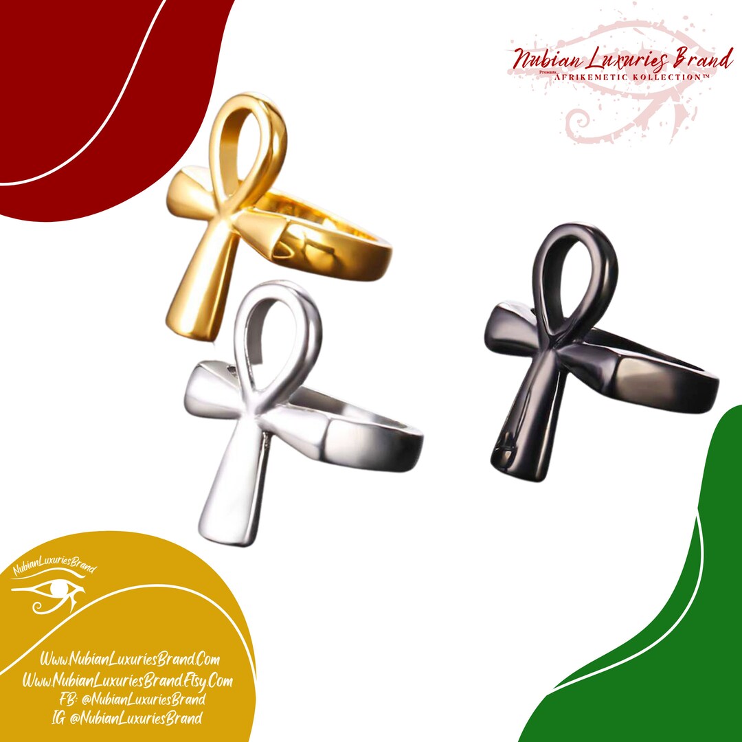 Ankh Ring, 18k Gold Ankh Ring, Stainless Steel Egyptian Rings, Kemetic ...