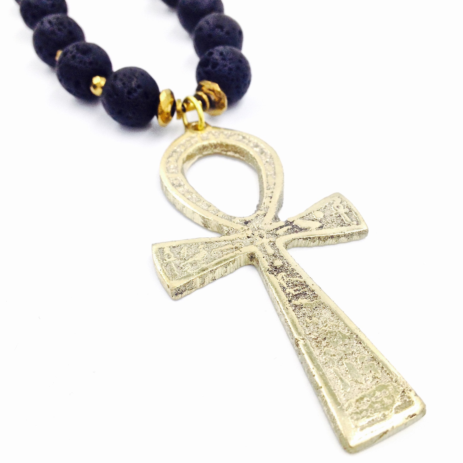 Black Ankh Necklace Lava Stone Egyptian Ankh Necklace | Etsy