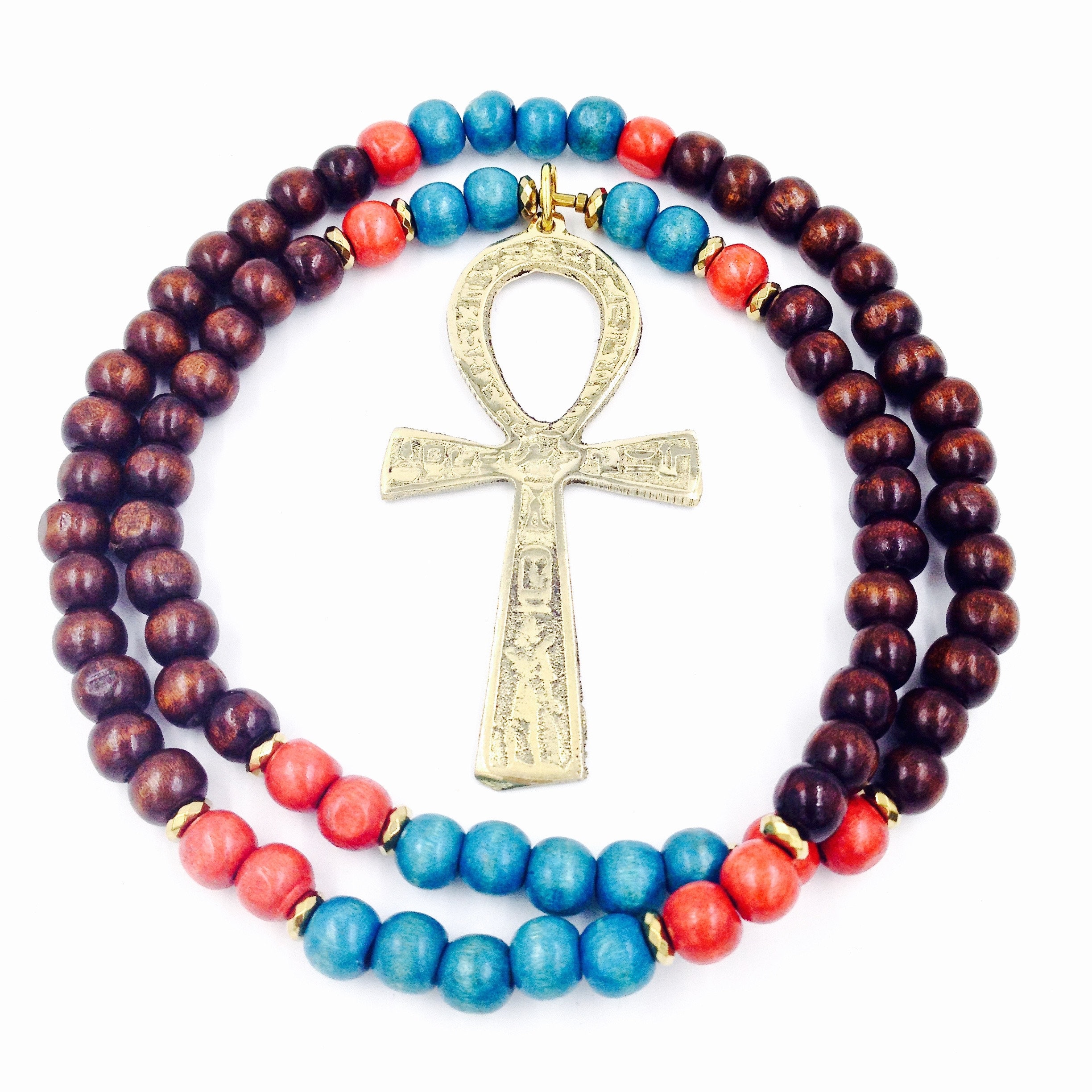 Wood Egyptian Ankh Necklace Kemetic Ankh Jewelry for Men | Etsy