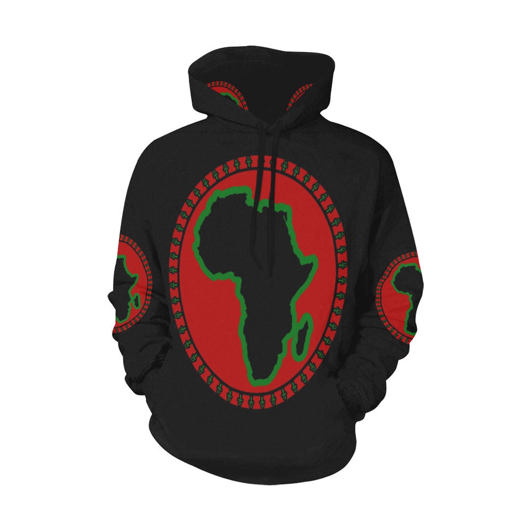 African Clothing - Ankh Hoodie - RBG Ankh Hooded Sweater - Kemetic ...