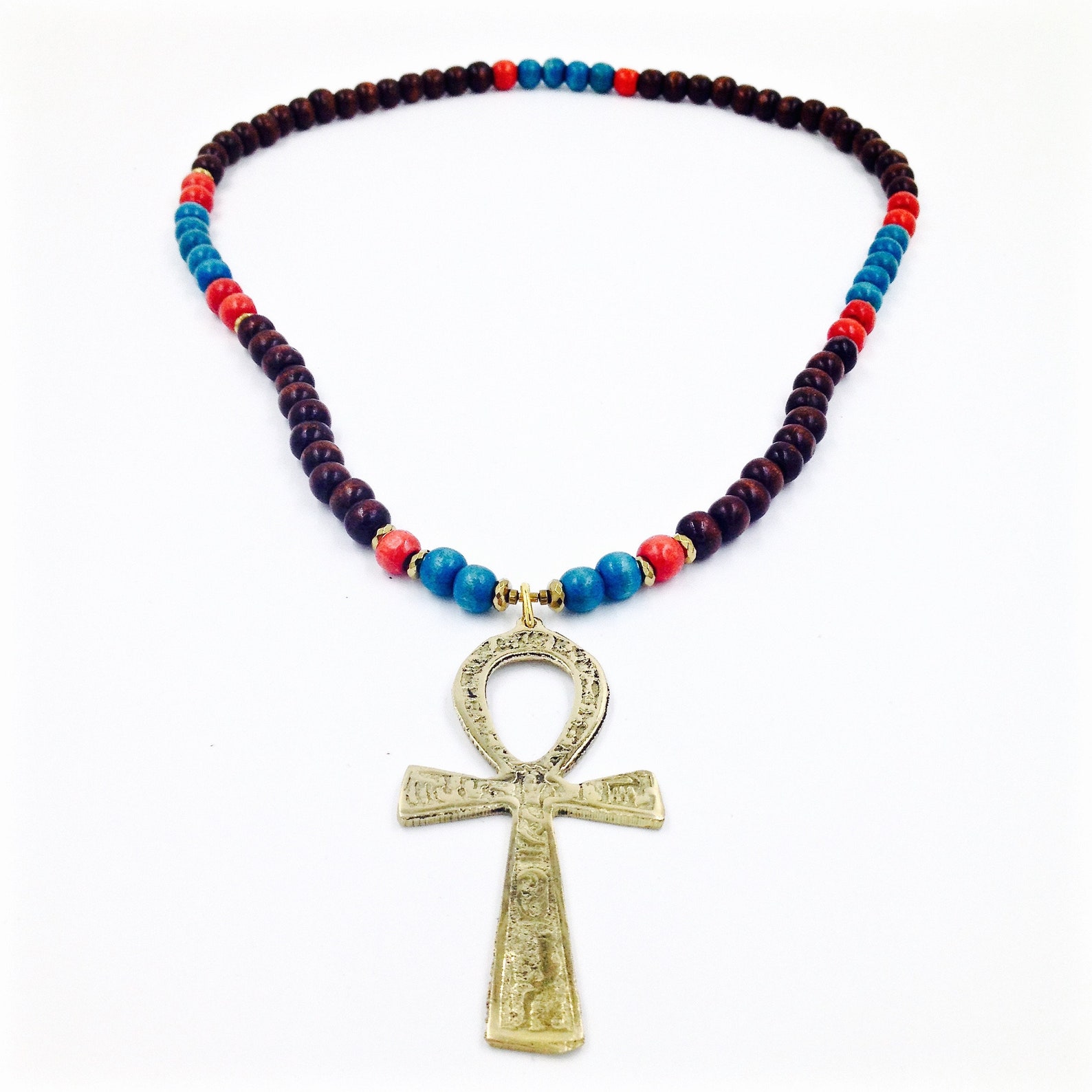 Wood Egyptian Ankh Necklace Kemetic Ankh Jewelry for Men | Etsy