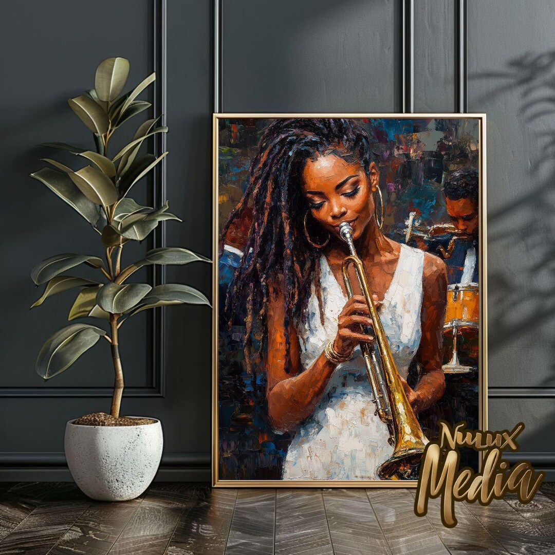 Afro Jazz Soul Trombone Horn- African American Music Art, Printable ...