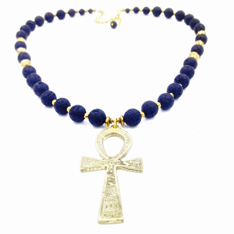 Black Ankh Necklace Lava Stone Egyptian Ankh Necklace | Etsy