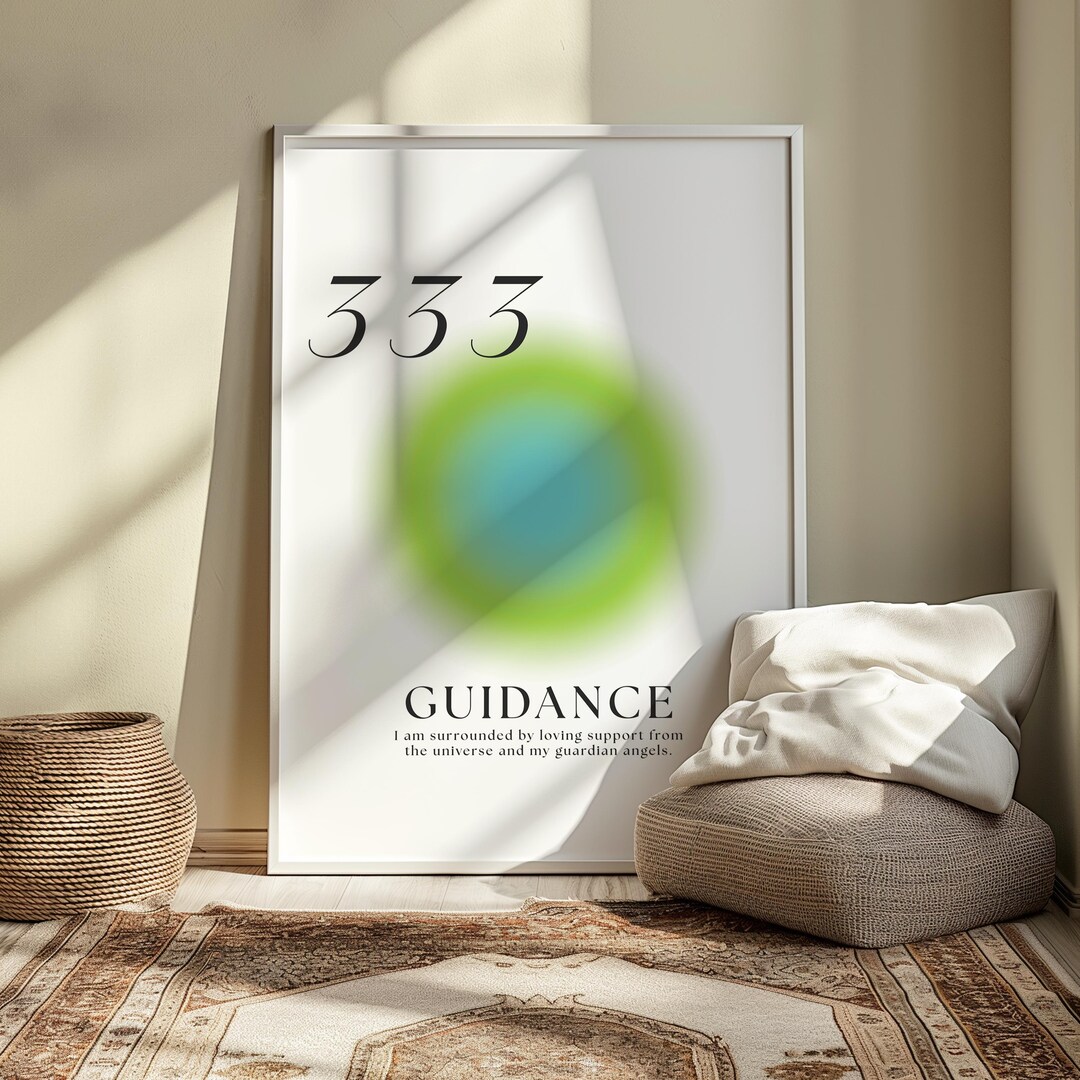 333 Angel Numbers Guidance Blue/green Gradient Aura Print | Minimal ...