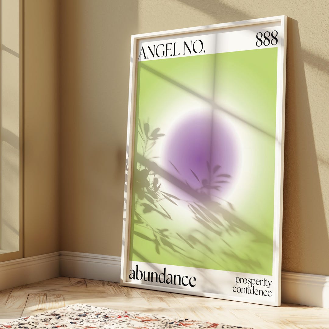888 Angel Number Wall Art | Purple Green Aura Abundance Print | Wealth ...