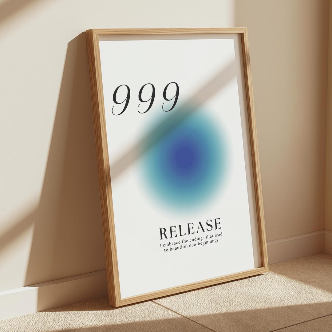 999 Angel Numbers Print: Blue Aura Minimalist Home Gallery Poster - Etsy