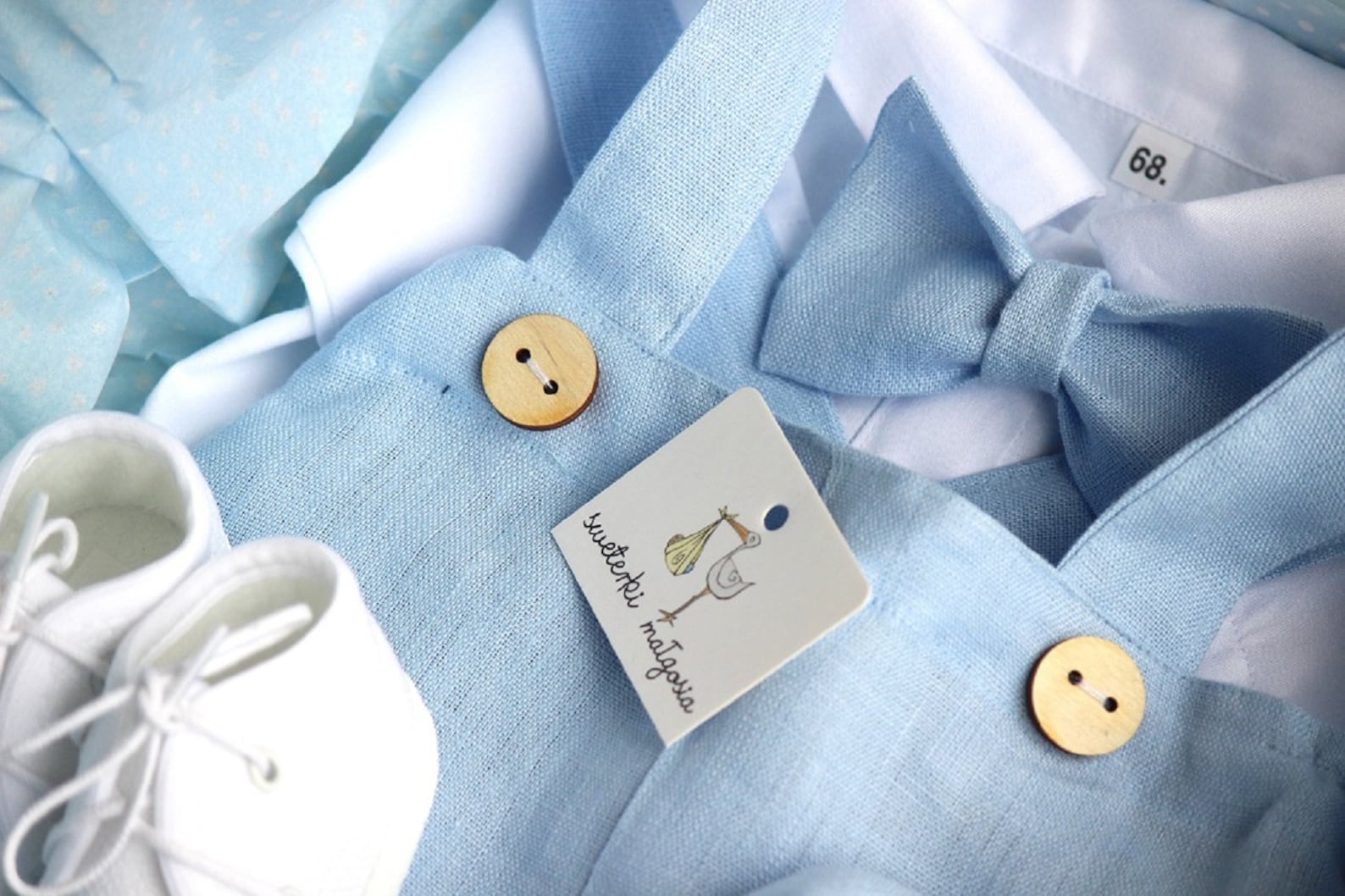 Christening Set for Boy LINEN Baptism Set BLUE Linen - Etsy