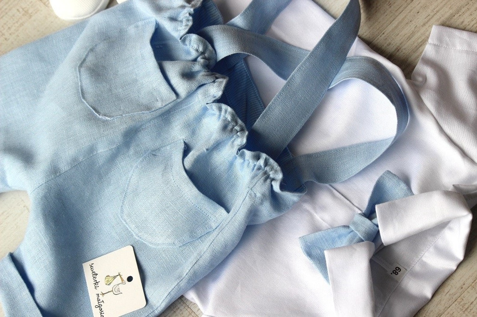 Christening Set for Boy LINEN Baptism Set BLUE Linen - Etsy