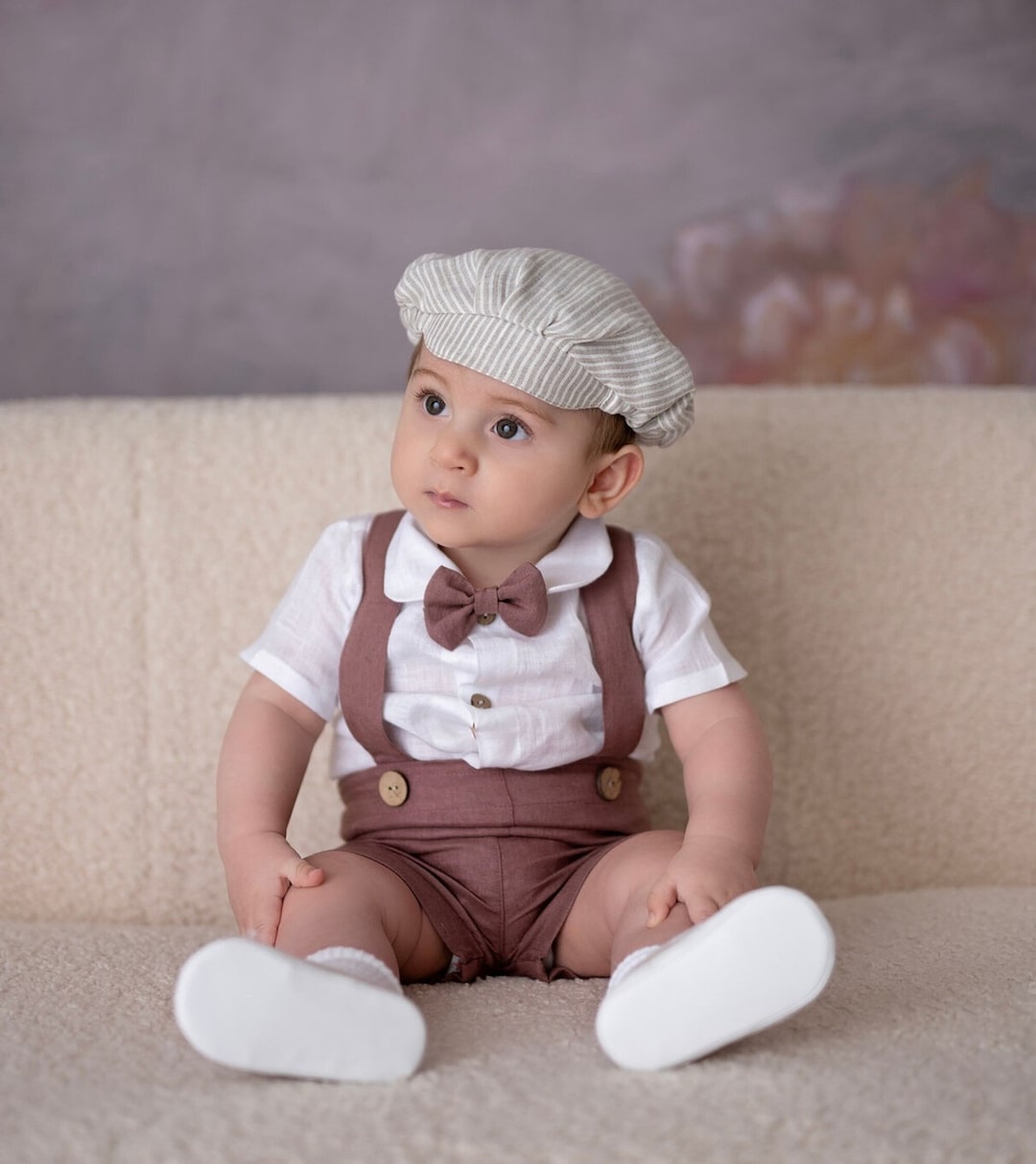 Burgundy Linen Outfit, Baby Boy Linen Set, BURGUNDY Linen Shorts, Linen ...