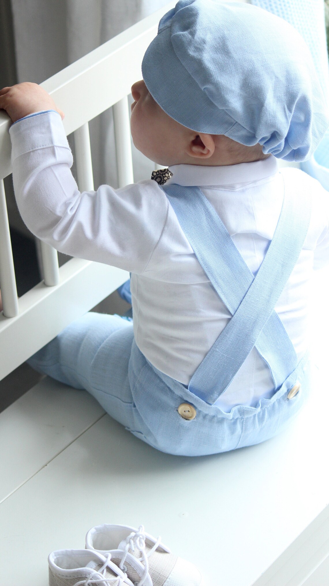 Christening Set for Boy LINEN Baptism Set BLUE Linen | Etsy