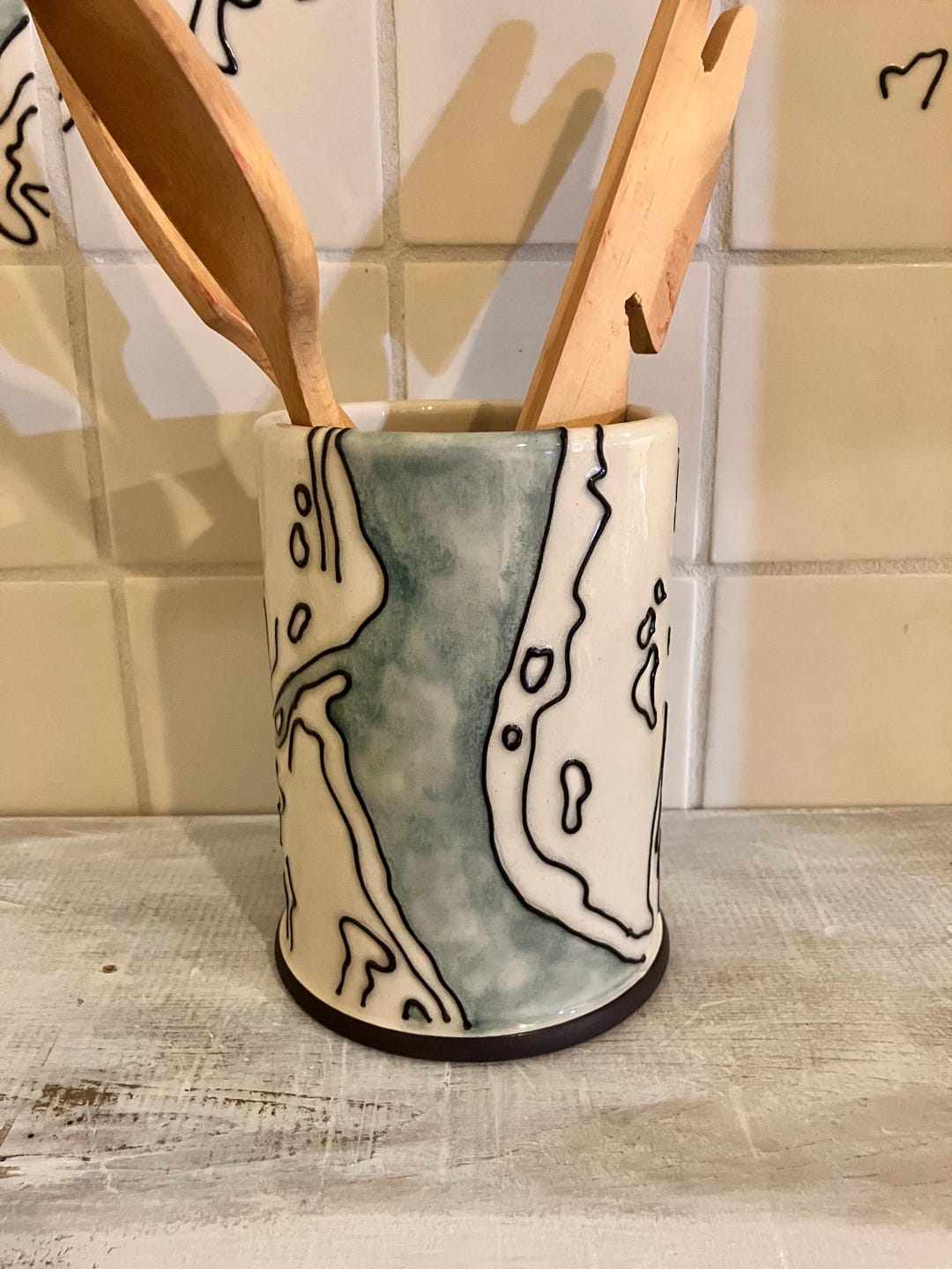 Hudson River Utensil Holder Map Pottery Handmade Pottery Topography ...