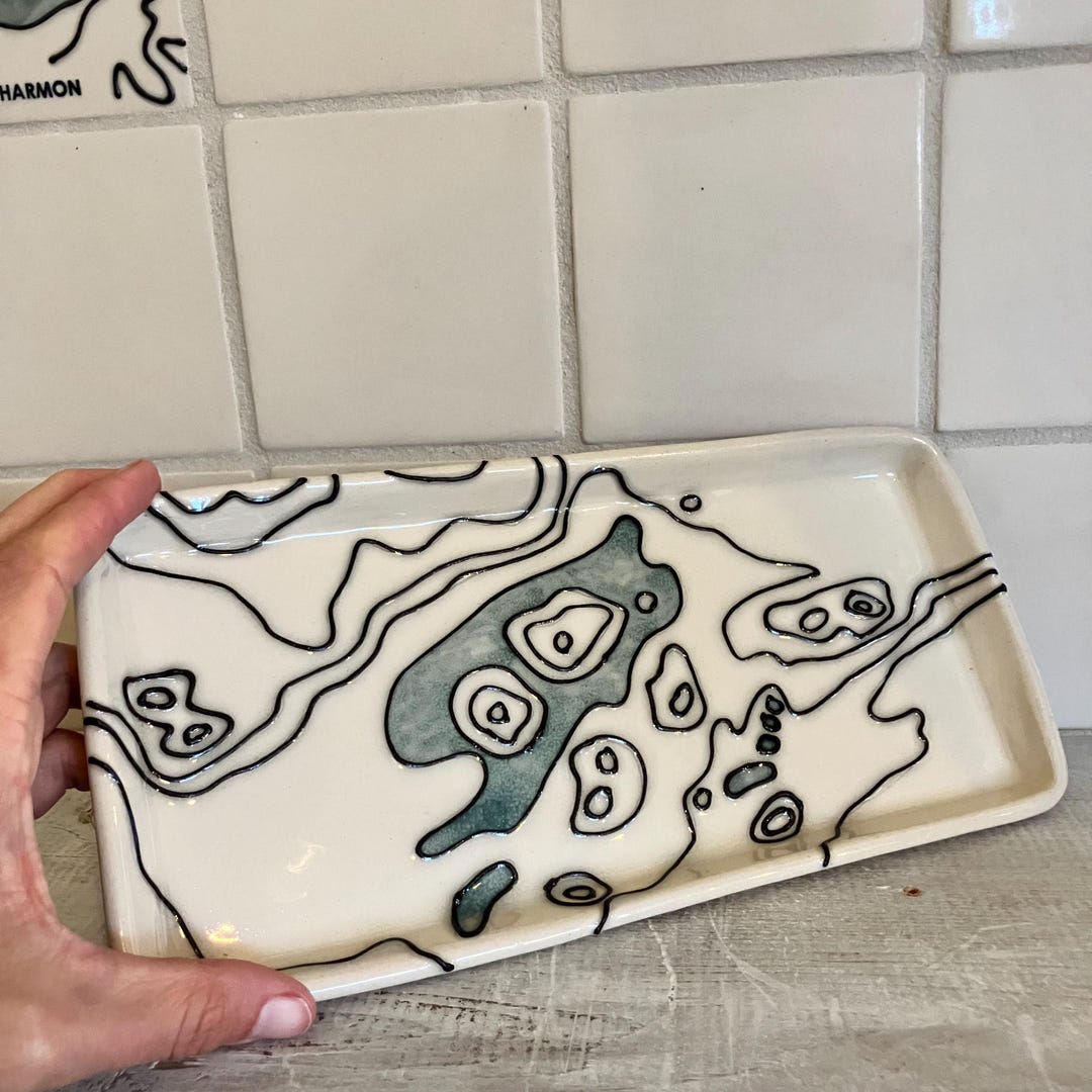 Lake Placid Tray Map Pottery Handmade Pottery Topography Pottery ...