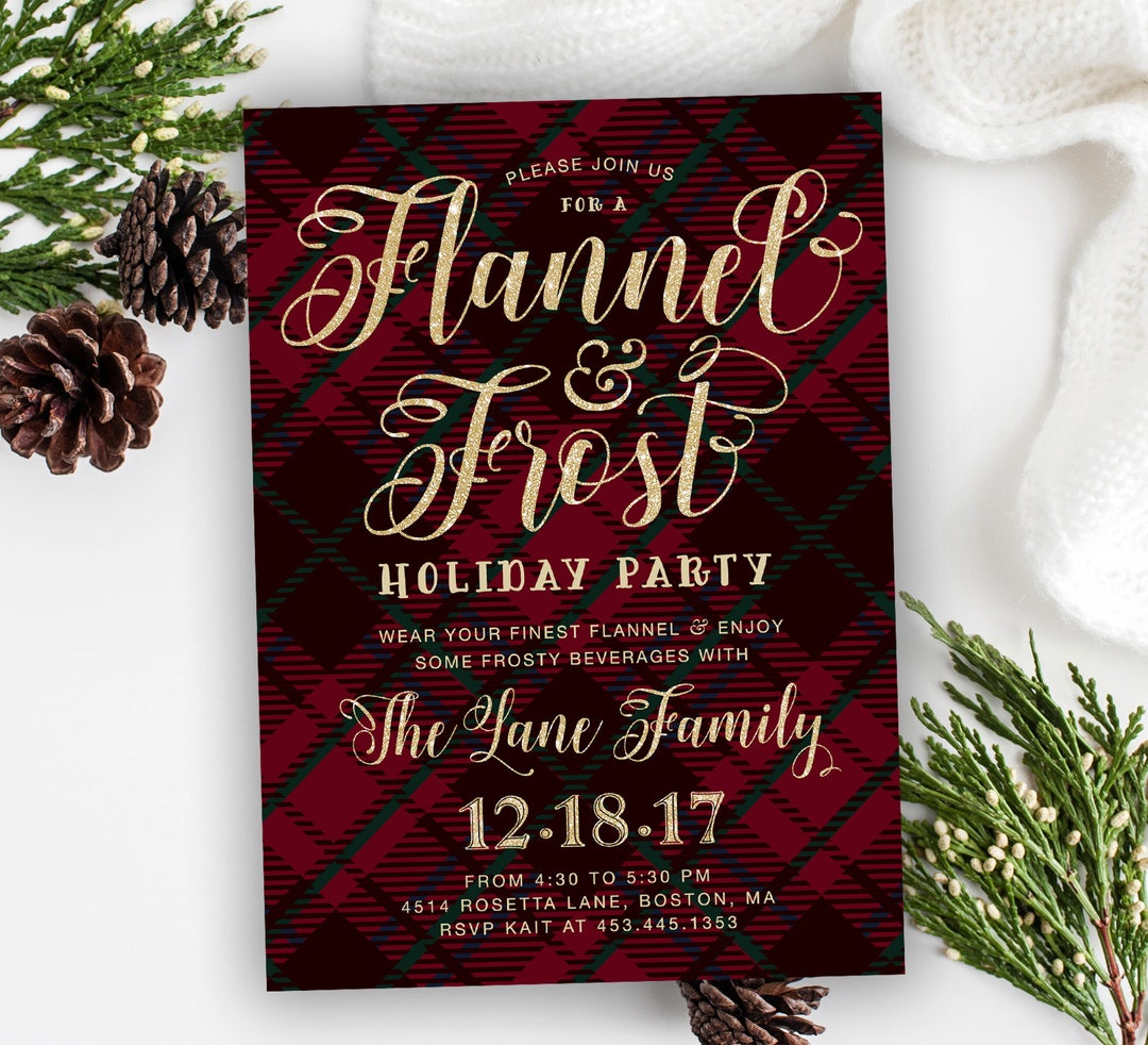 Flannel & Frost Holiday Party Invitation, Christmas Party Invite ...