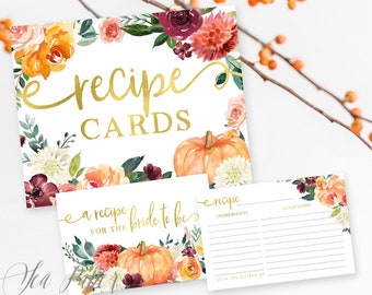 Fall Recipe Cards | Etsy