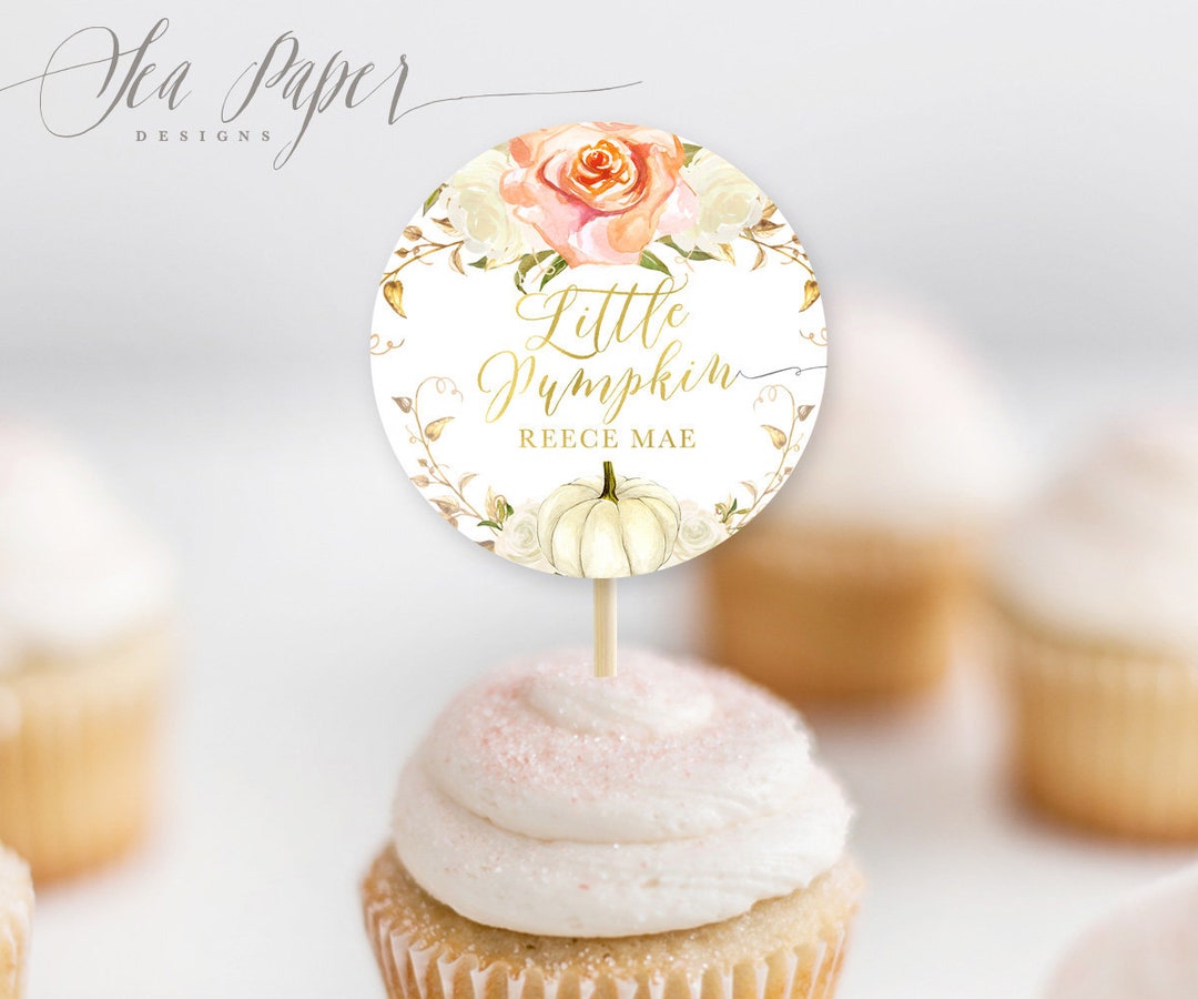 Fall Pumpkin Cupcake Toppers - Pumpkin Patch Party Cupcake Toppers ...