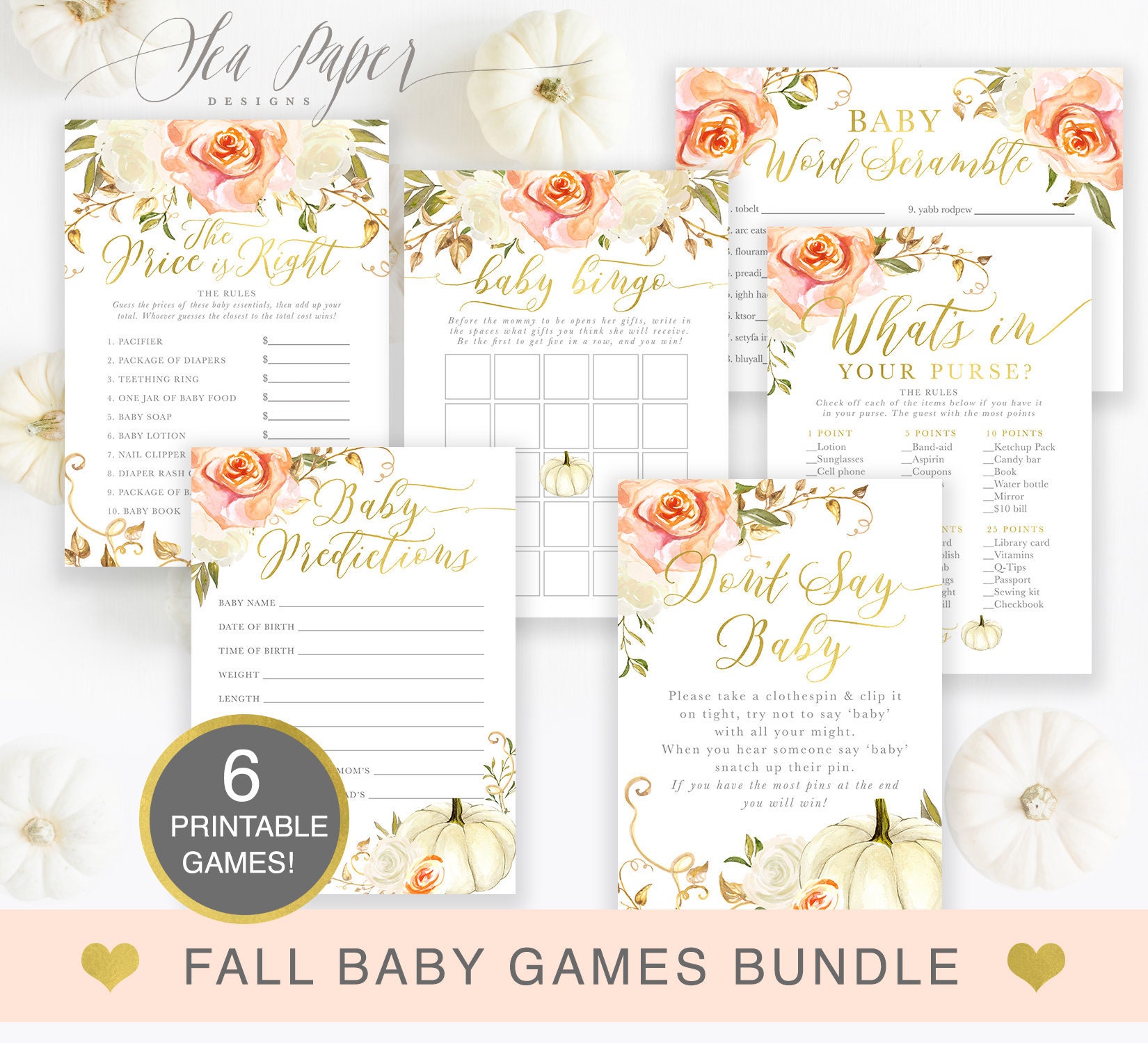 Fall Baby Shower Games Bundle Pumpkin Baby Shower Games | Etsy