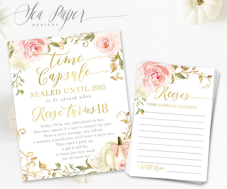 Fall Personalized Time Capsule Sign & Card Pumpkin Time | Etsy