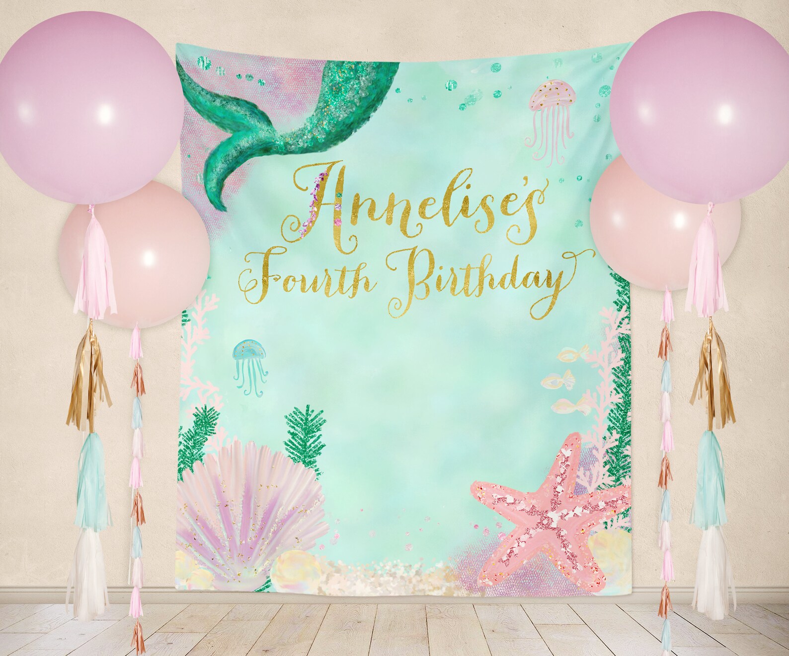 Mermaid Birthday Party Photography Backdrop Photo Background | Etsy