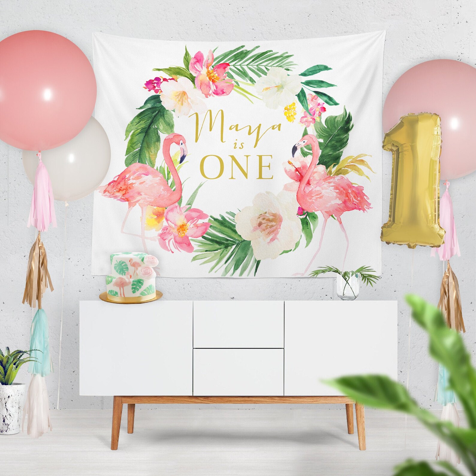Flamingo Party Backdrop, Birthday Party Backdrop, Baby Shower Backdrop ...
