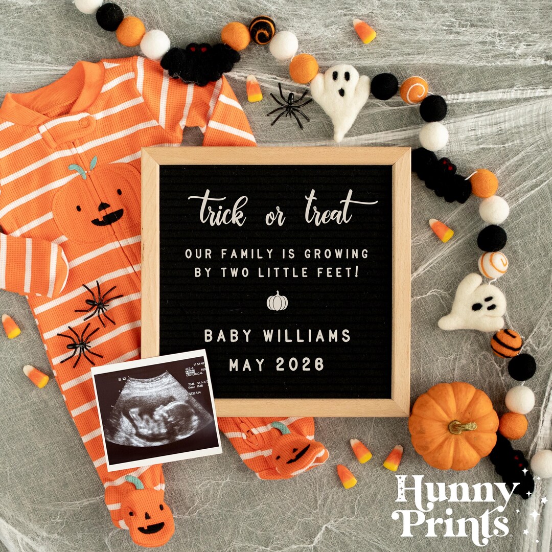 Halloween Pregnancy Announcement, Digital Baby Pregnancy Announcement ...