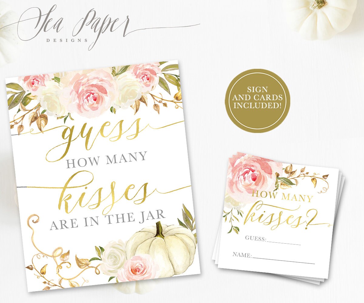 Fall Guess How Many Kisses Are in the Jar Sign & Cards - Etsy