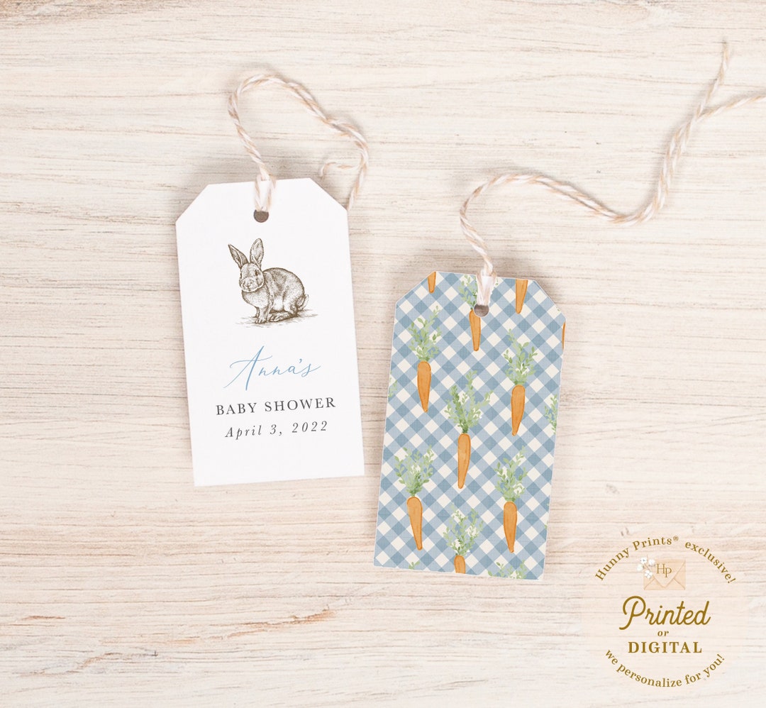 Bunny Gift Tags, Bunny Favor Tags, Boy Bunny Favor Tags, Baby Shower ...