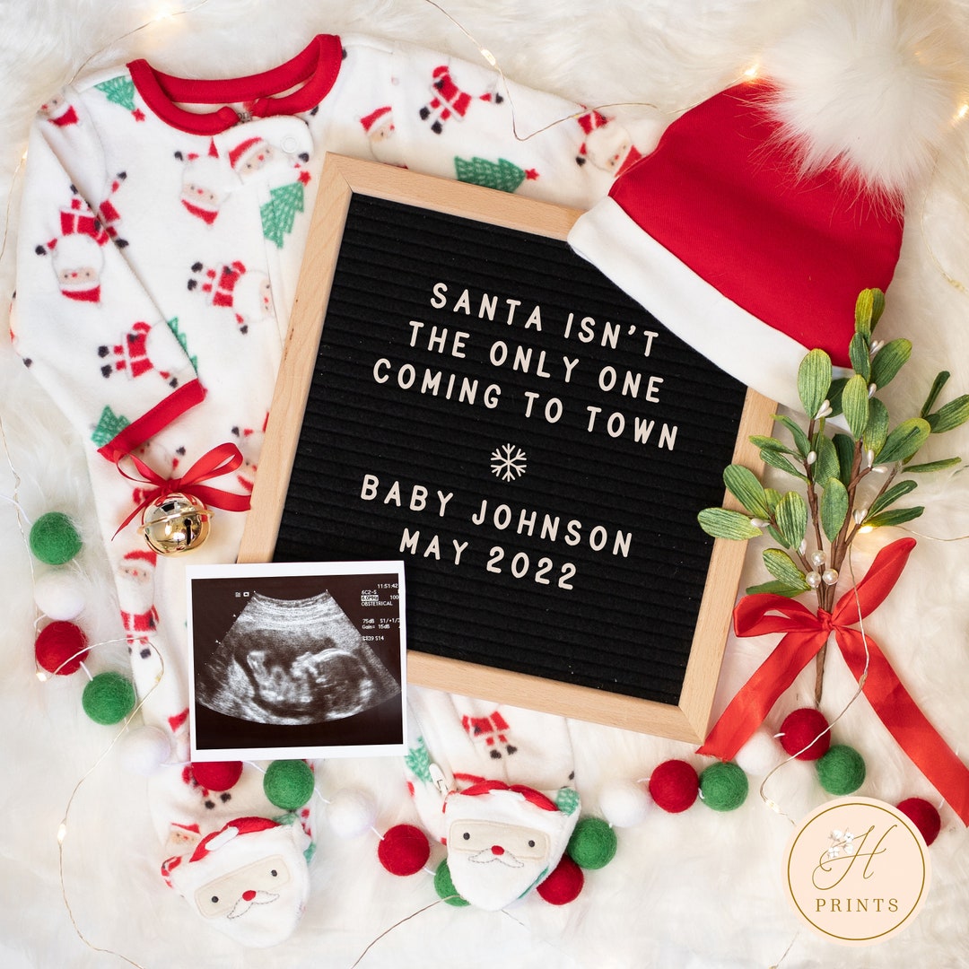 Editable Christmas Pregnancy Announcement Digital, Holiday Digital ...