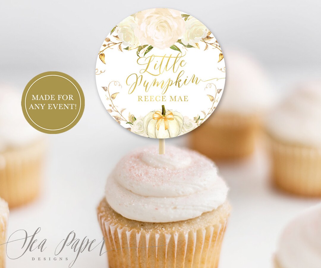 Printable Fall Cupcake Toppers - Pumpkin Cupcake Toppers - ANY Event ...