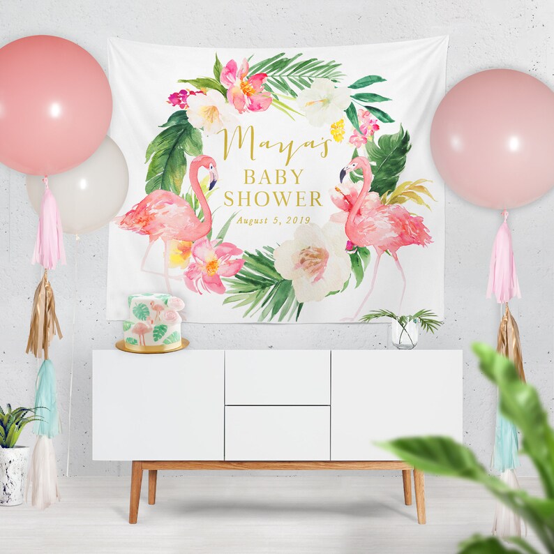 Flamingo Party Backdrop, Birthday Party Backdrop, Baby Shower Backdrop ...