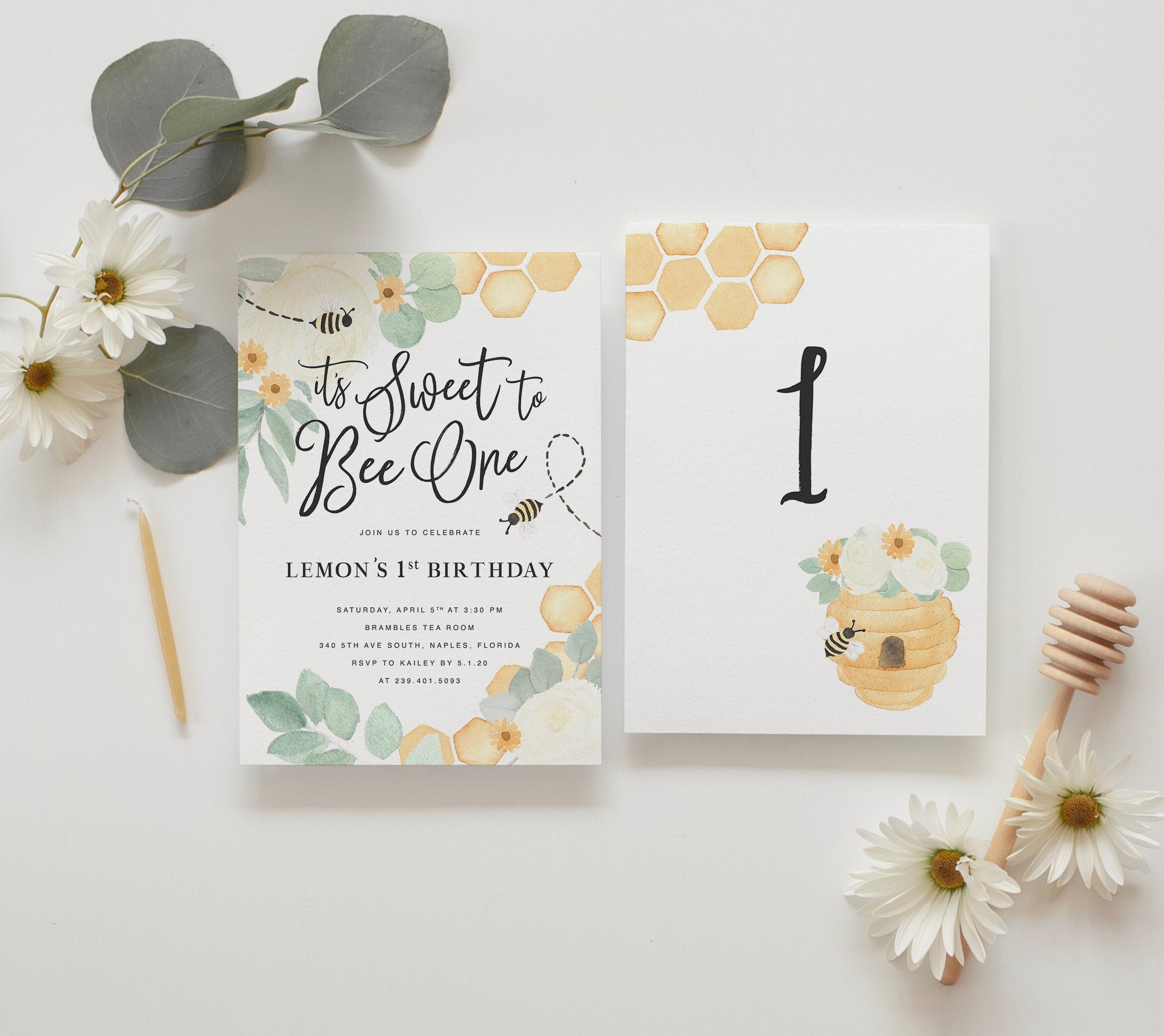 Bee 1st Birthday Invitation First Bee-Day Bee Birthday | Etsy
