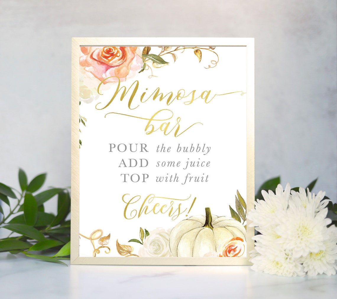 Fall 3 Mimosa Bar Package Set: Mimosa Bar Sign & Poster, Mimosa Bar ...