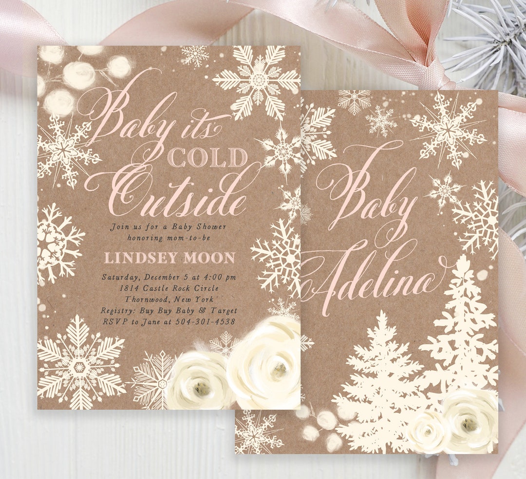 Winter Baby Shower Invitation Girl, Baby It's Cold Outside, Girl ...