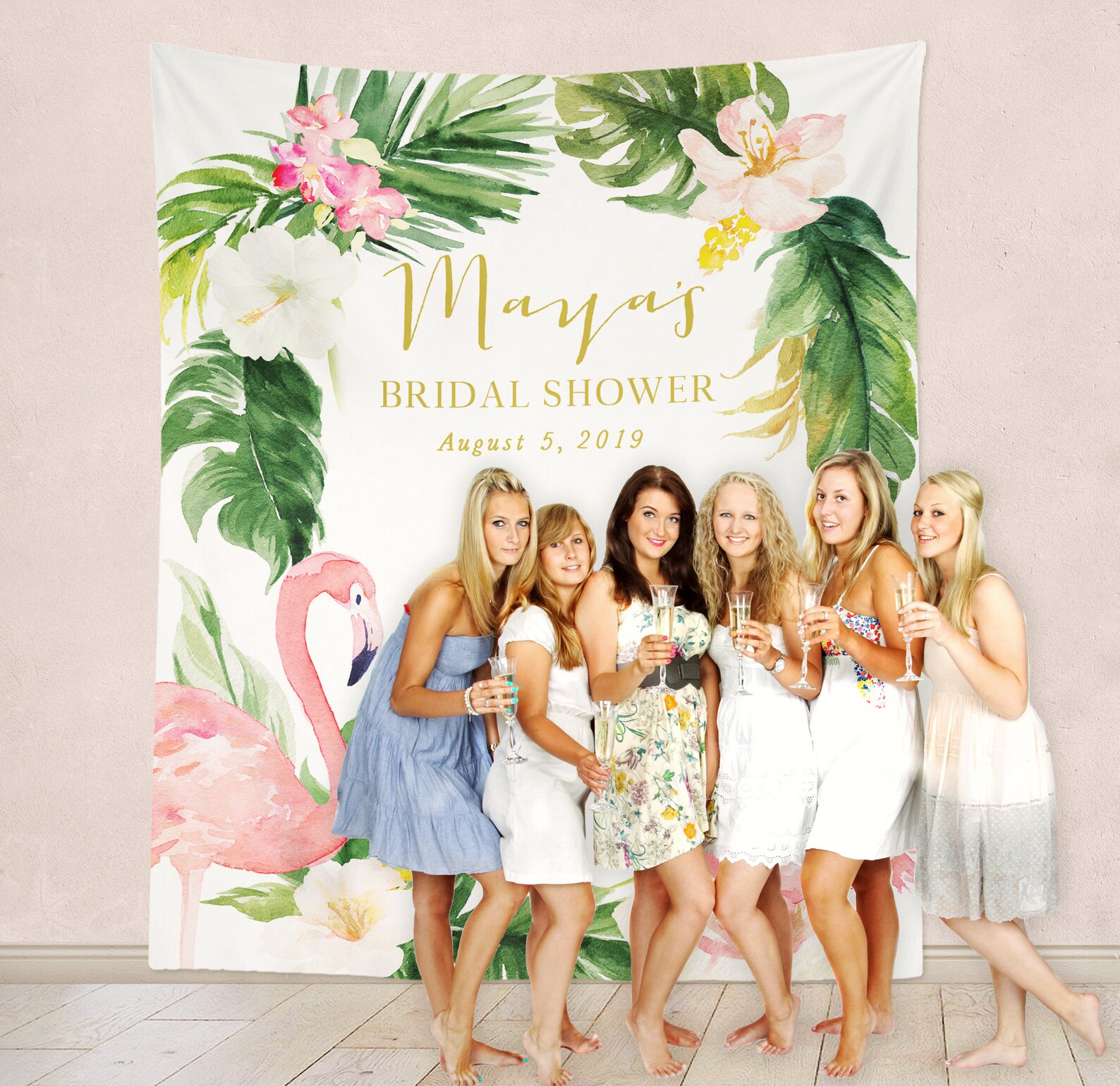 Flamingo Party Backdrop, Birthday Party Backdrop, Baby Shower Backdrop ...